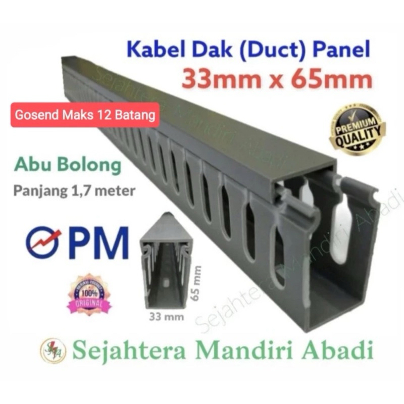 Jual Kabel Dak 33x65 Wiring Duct PM 33x65 mm WD Abu Bolong 1,7 Meter ...
