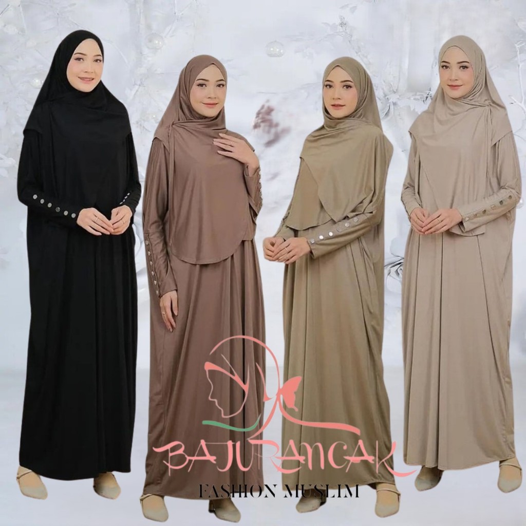 Jual Hafsha Abaya Set Hijab Baju Gamis Polos Umroh Jersey Premium Pakaian Muslim Wanita Terbaru ...