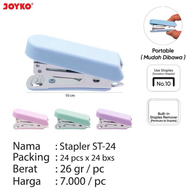Jual ( 1 pcs ) ST24 Stapler Kecil with Remover Joyko / Stepler MINI ...