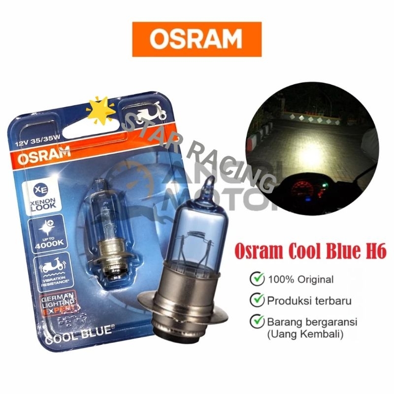 Jual LAMPU depan motor asli OSRAM blue cool 12 volt 25/25 Watt lebih terang dari lampu standar ...