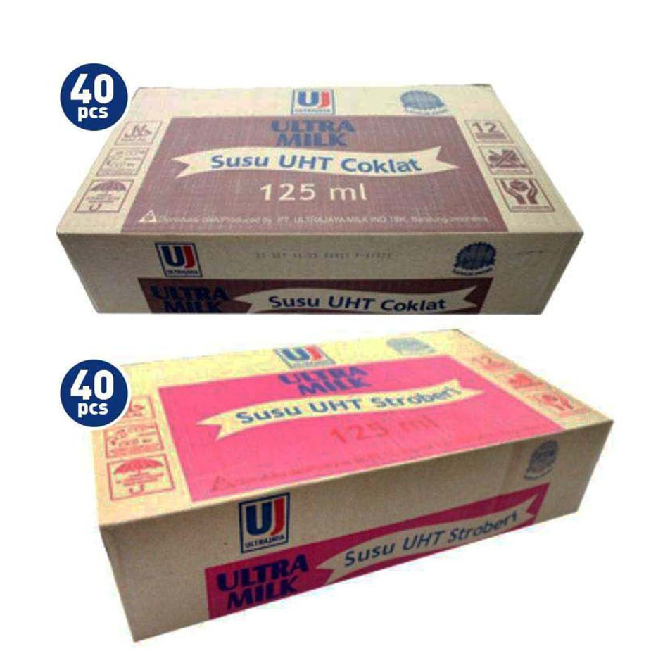 Jual Ultra Milk Susu UHT Strawberry Full Cream Cokelat 125 ml 1 Dus Isi 40 Kotak | Shopee Indonesia
