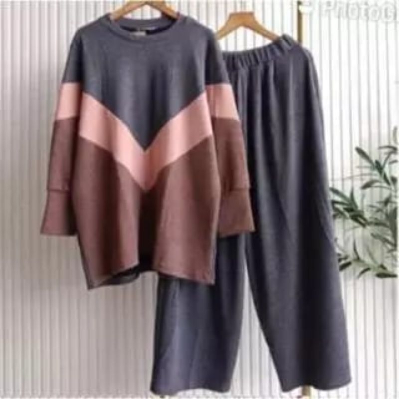 Jual Vey One Set Setelan Crinkle Airflow Kombinasi Standar Dan Jumbo ...