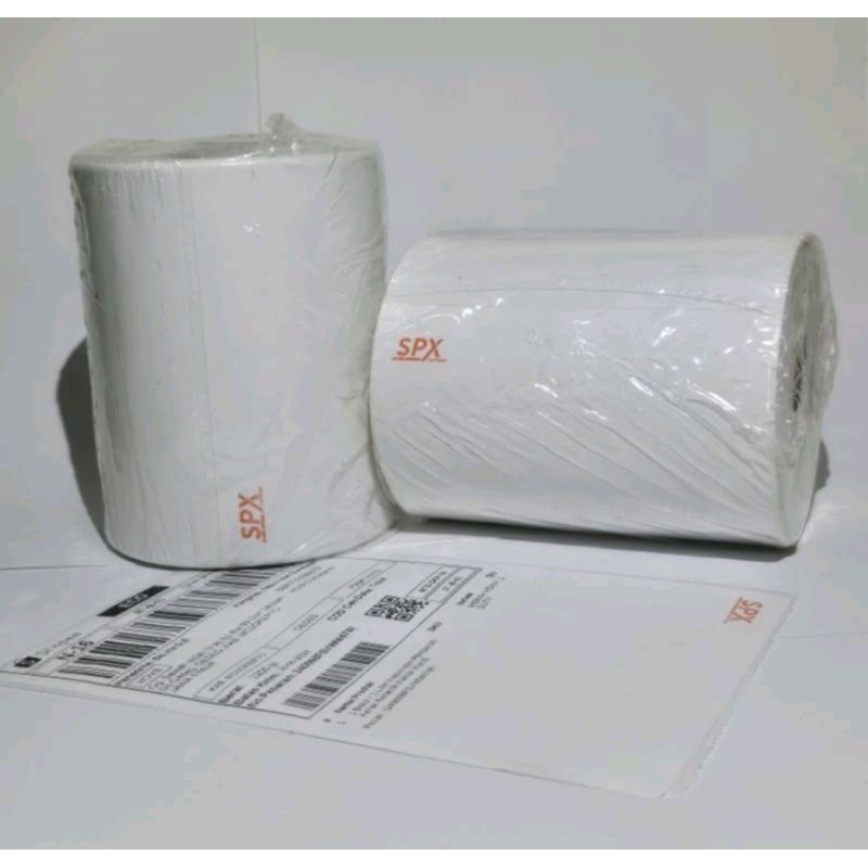 Jual KERTAS LEBEL THERMAL PRINTER ukuran 100 x 120 LOGO SPX 250 LEMBAR ...