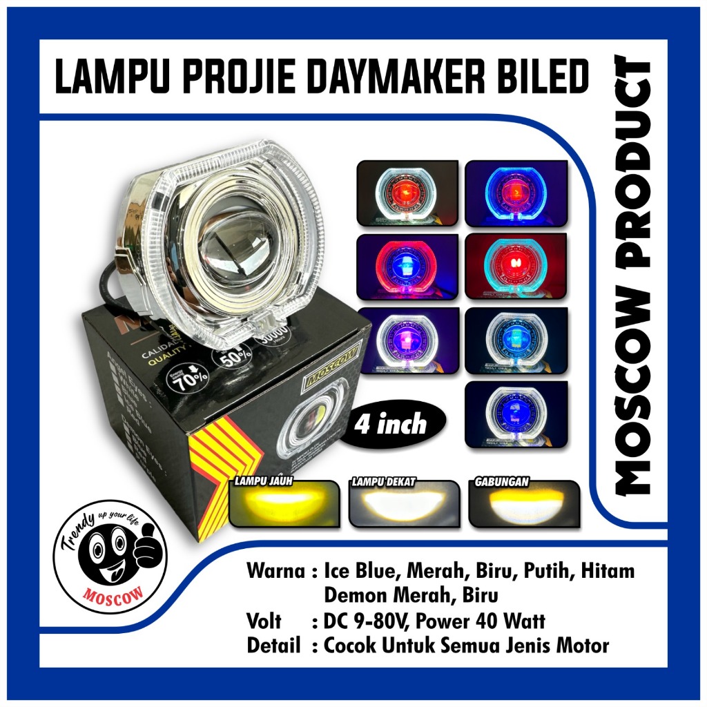 Jual MOSCOW LAMPU TEMBAK PROJIE BILED DEVIL EYE 4INCH PROJIE BILLED ...