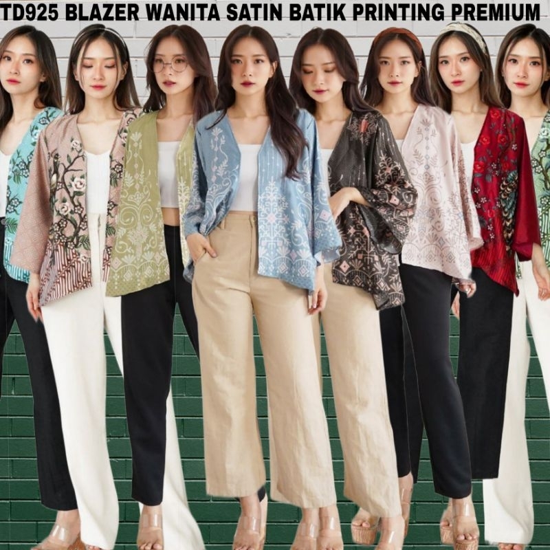 Jual TD925 BLAZER BATIK SATIN OUTER CARDIGAN KANTOR FORMAL KASUAL ALL ...