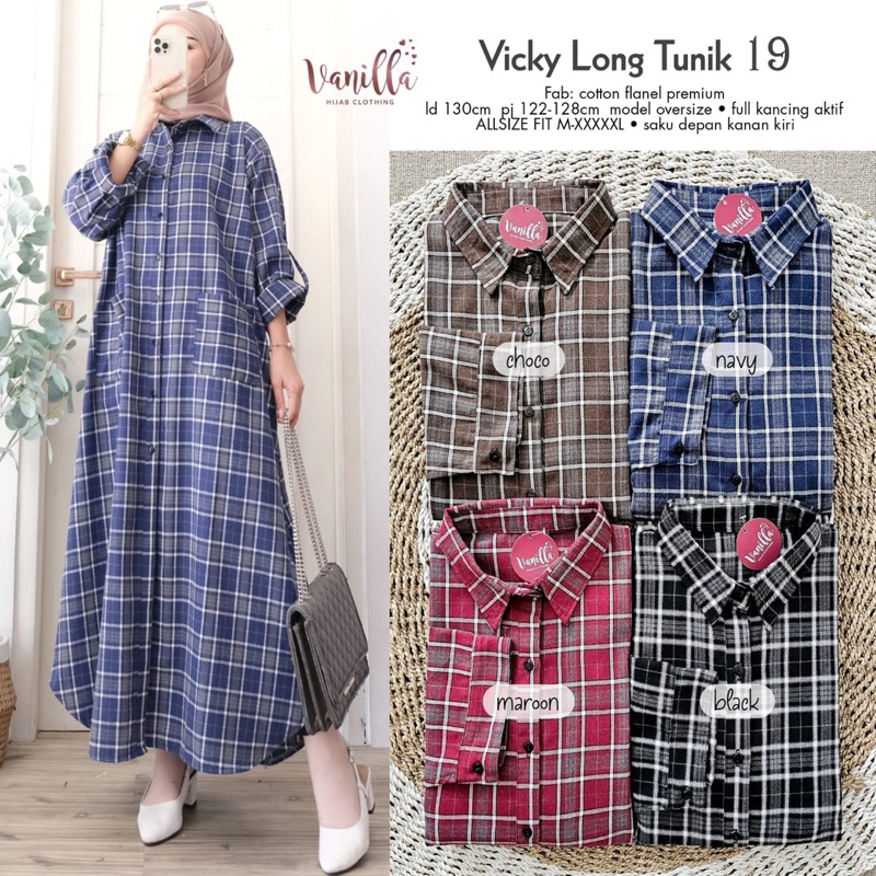 Jual Vicky Long Tunik 19 By Vanilla | Shopee Indonesia