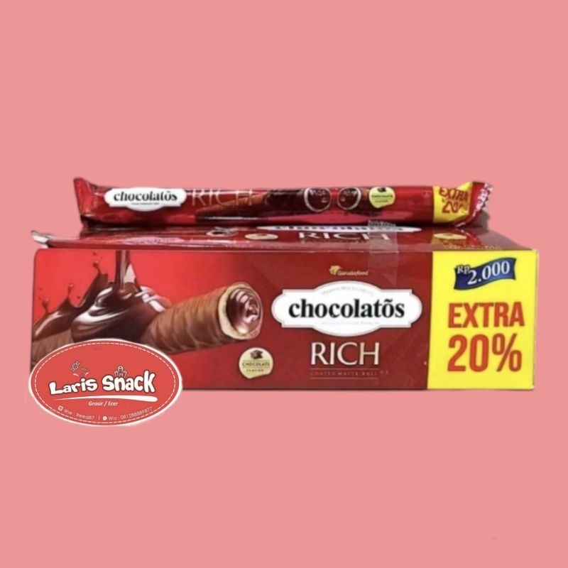 Jual Chocolatos Rich Coated Wafer Roll Coklat Garuda Food (isi 12 pcs ...