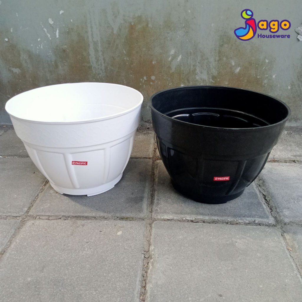 Jual 6-12 PCS Pot Bunga 25 Putih & Hitam Pacific / Pot Plastik Lusinan ...