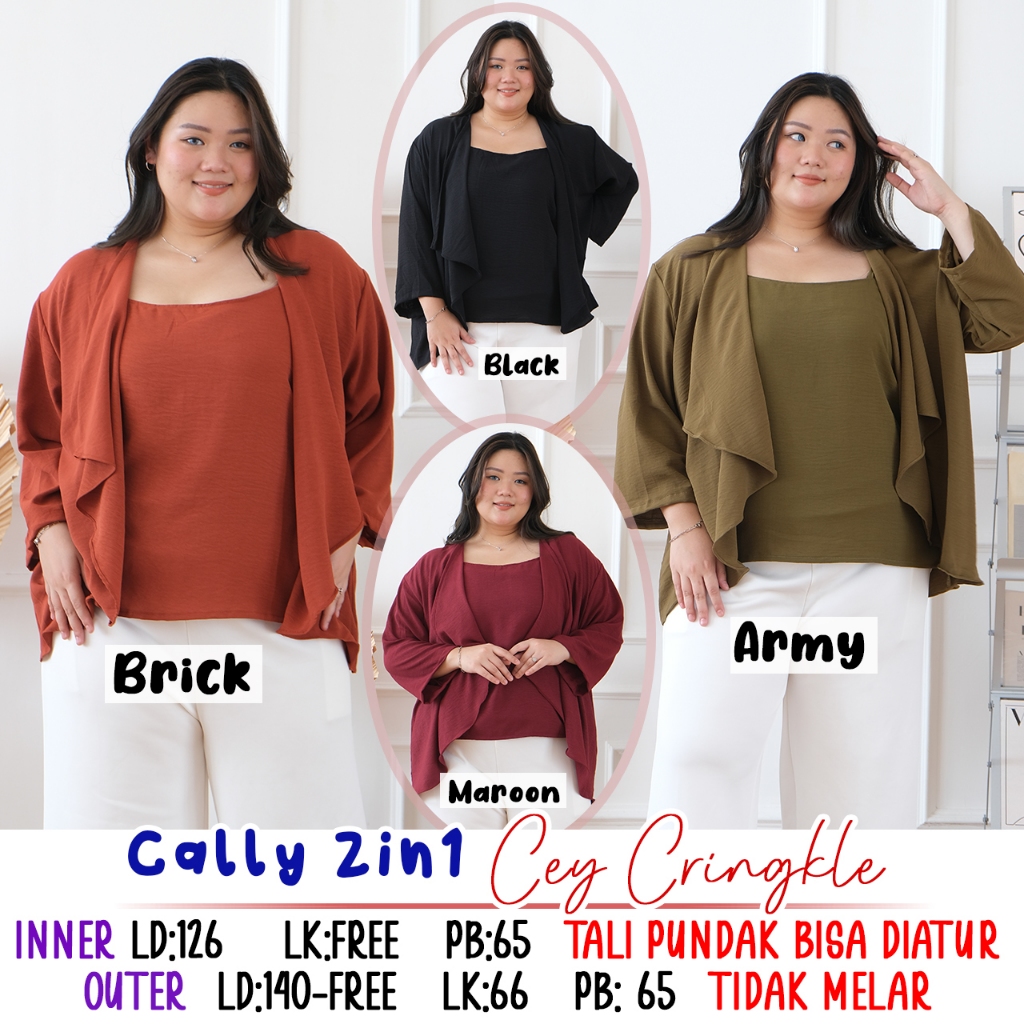 Jual CALLY 2in1 BAJU ATASAN DAN DALAMAN WANITA BIGSIZE BIG SIZE JUMBO ...
