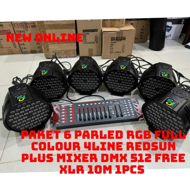 Jual PAKET 6 PARLED RGB FULL COLOUR 54LED 4LINE PLUS MIXER DMX 512FREE ...