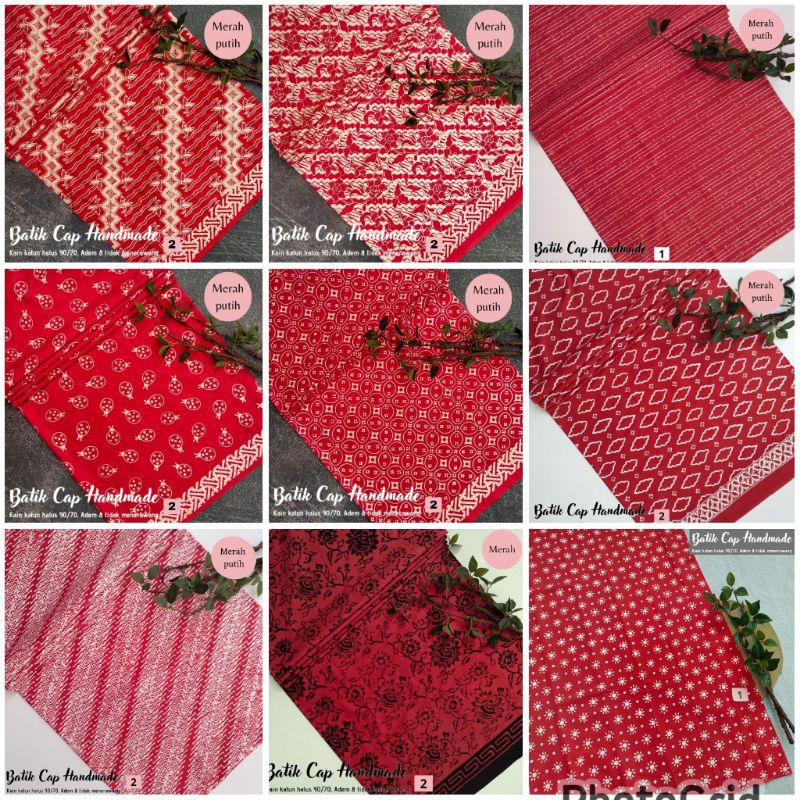 Jual KAIN BATIK CAP KATUN PREMIUM KAIN BATIK MERAH PUTIH BATIK CAP ...