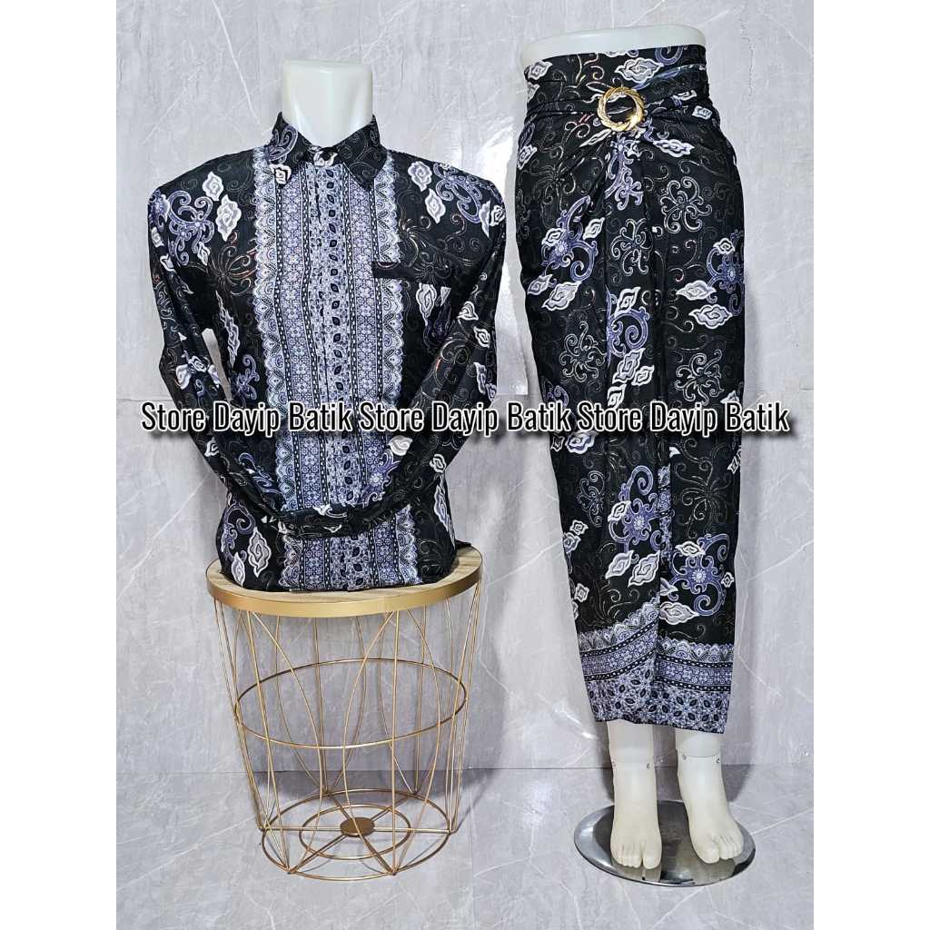 Jual Batik Couple Modern Rok Lilit Wanita Pasangan Kemeja Batik Pria ...