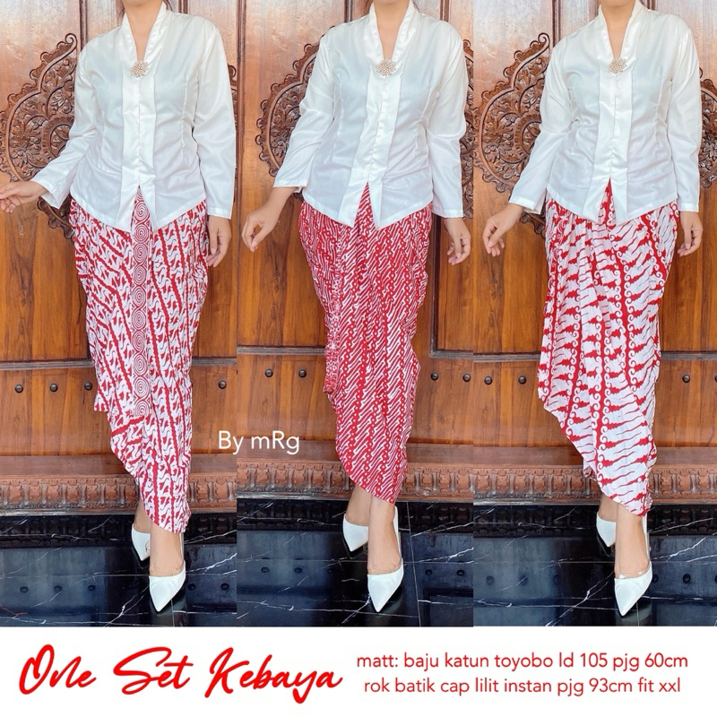 Jual ONE SET KEBAYA BATIK MERAH PUTIH ONESET KEBAYA BATIK CANTIK MERAH ...