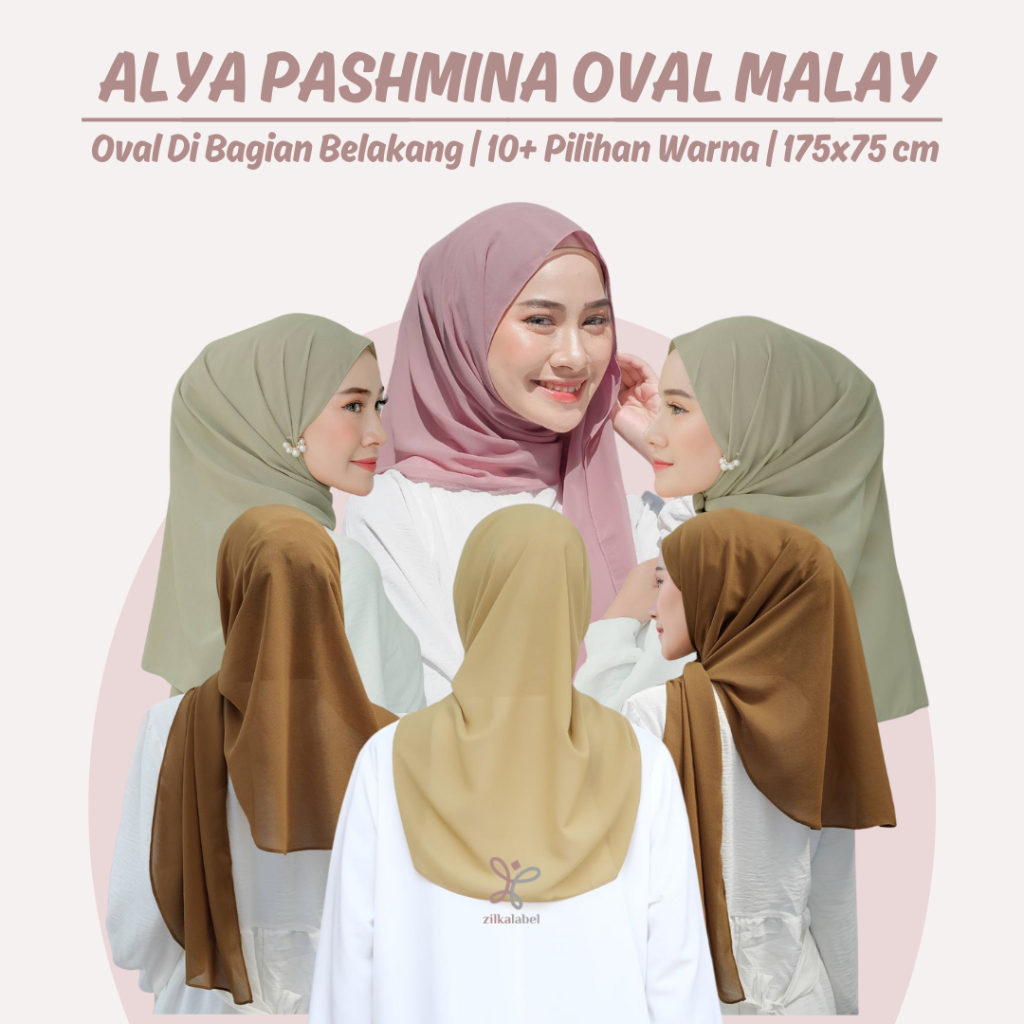 Jual ALYA PASHMINA OVAL MALAY/ Pasmina Curve Ceruty Babydoll Premium/ Jilbab Hijab Kerudung ...
