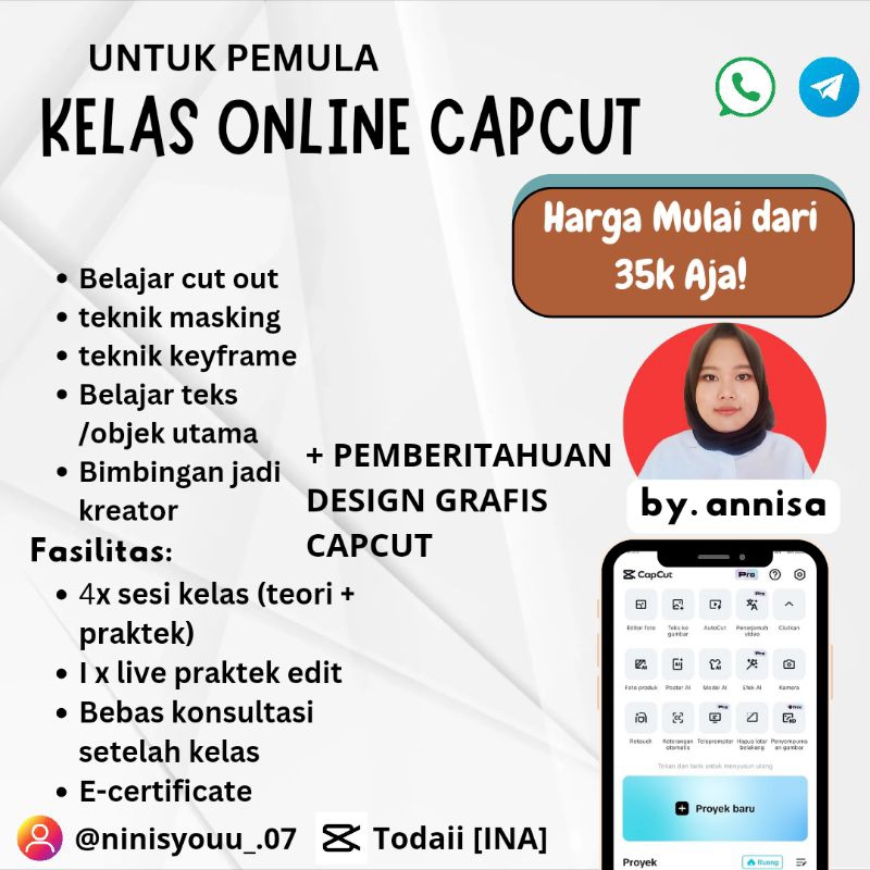 Jual KELAS ONLINE CAPCUT PEMULA 2024 | Shopee Indonesia