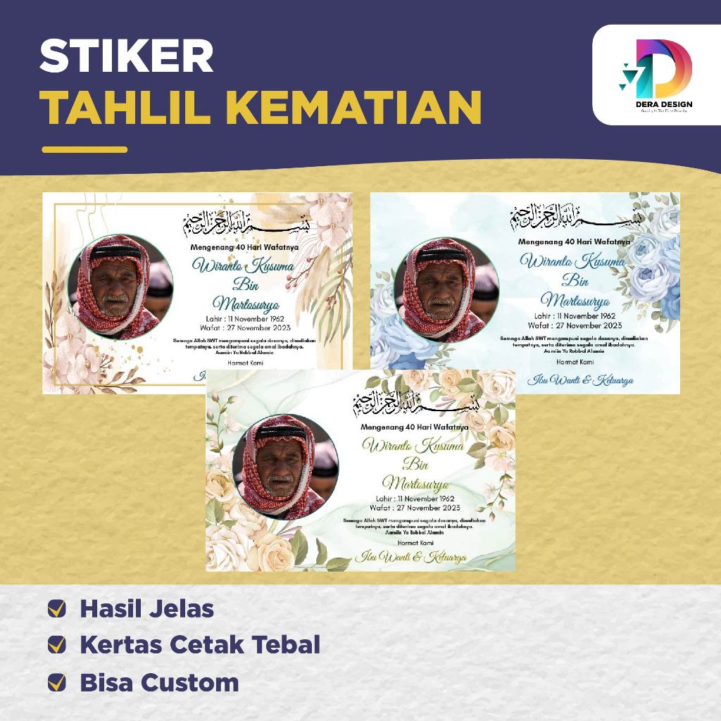 Jual Stiker tahlilan kematian/stiker tahlil/40hari/satu tahunan Isi 15 ...