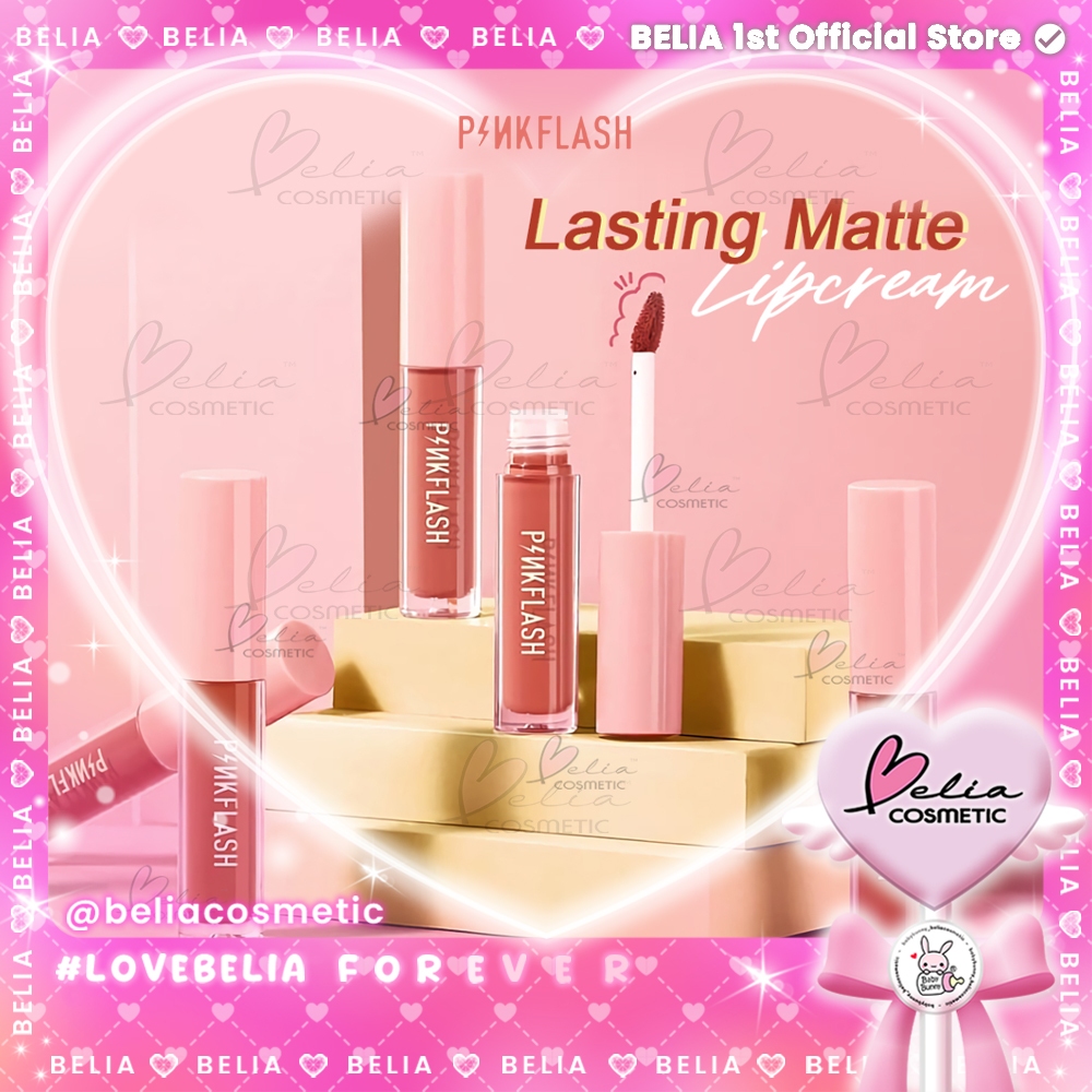 Jual BELIA PINKFLASH Lasting Matte Lip Cream | Lipcream | Pink Flash | PF-L01 | Shopee Indonesia