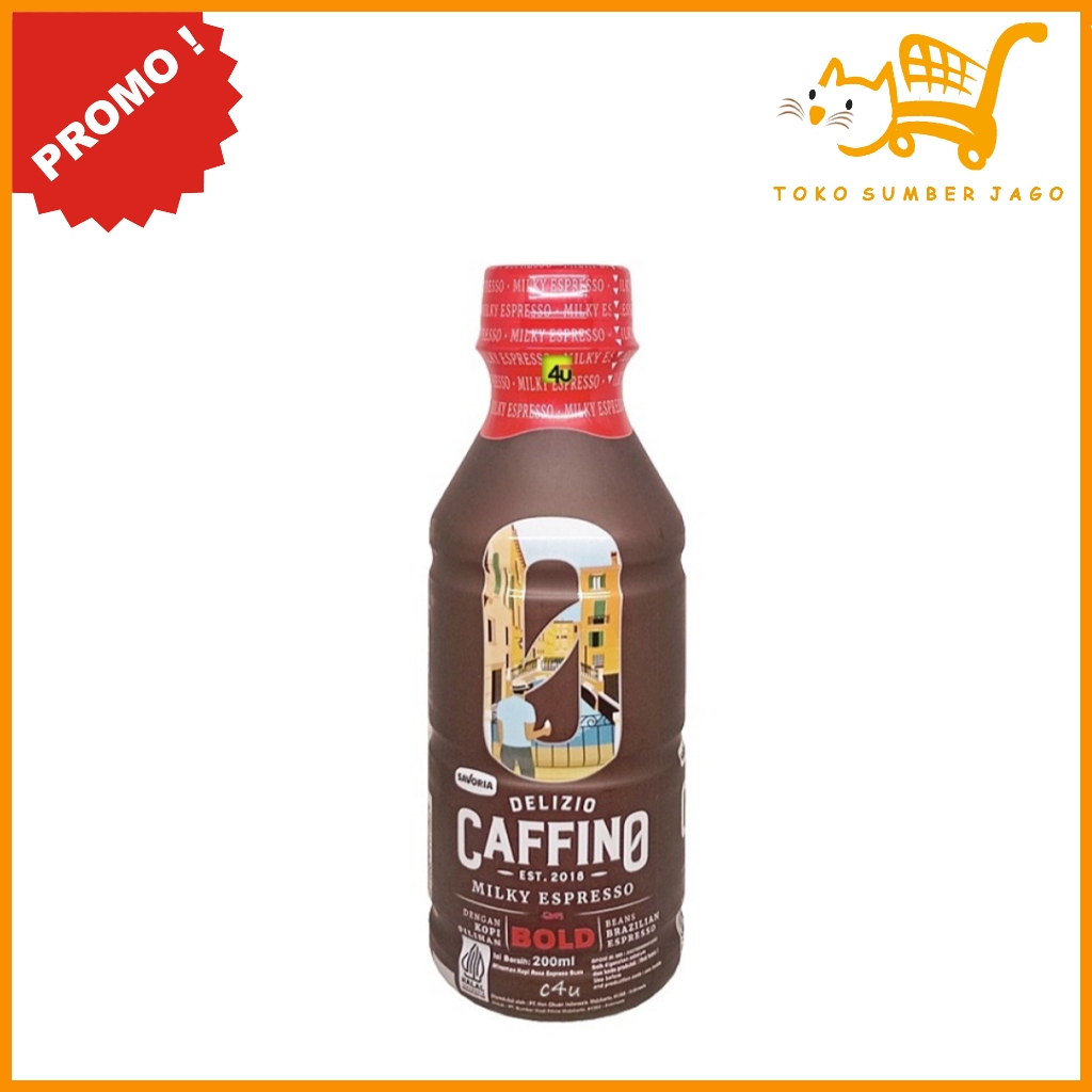 Jual Delizio Caffino Bold Milky Espresso Kopi Botol 200ml | Shopee ...