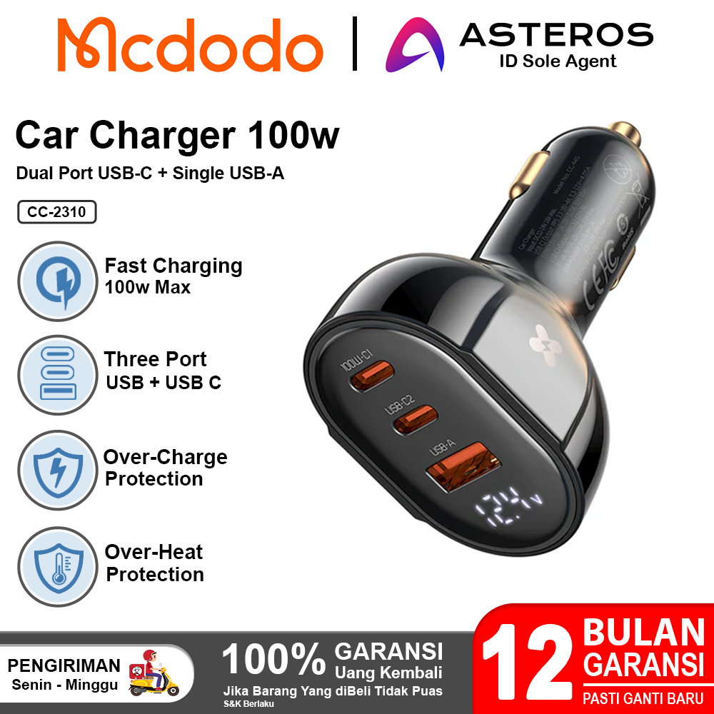Jual MCDODO Car Charger Mobil USB + PD Type C Digital Display Fast ...