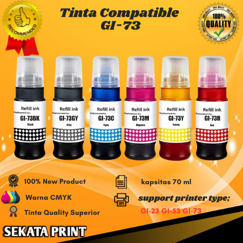Jual Compatible Tinta Dye Canon GI 73 GI 73 For Canon Pixma GI-23 GI-53 G570 G670 - 70ML ...