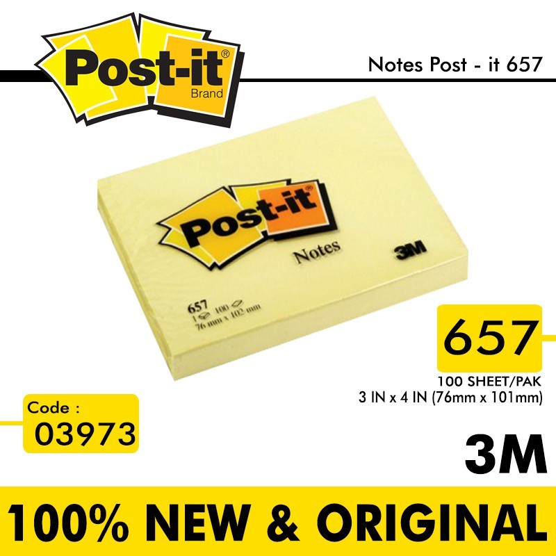 Jual Stick Note - memo pad POST IT 3M NO. 657 (PCS) | Shopee Indonesia