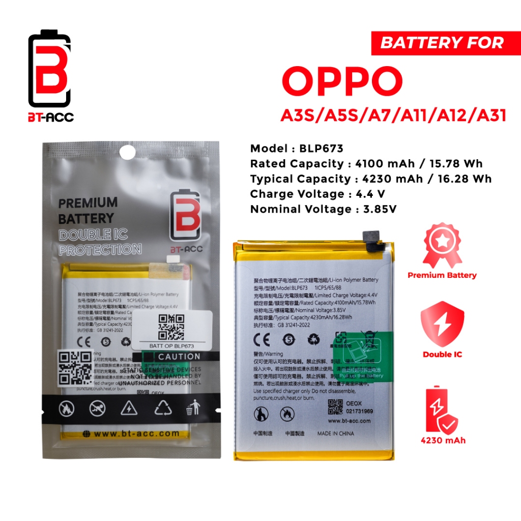 Jual BT ACC Baterai Battery BLP673 For Oppo A7 A11 A12 A31 A3s A5s Real ...