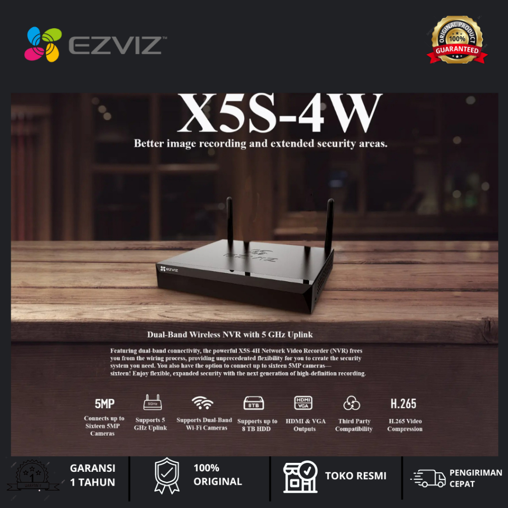 Jual EZVIZ X5S-4W 4 CHANNEL NVR WIRELESS HDMI & VGA OUTPUT | Shopee Indonesia