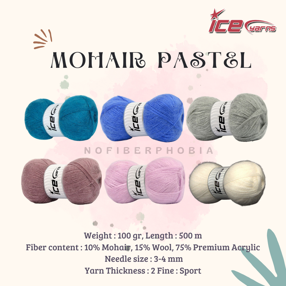Jual Benang Rajut Ice Yarns MOHAIR PASTEL POLOS | Shopee Indonesia