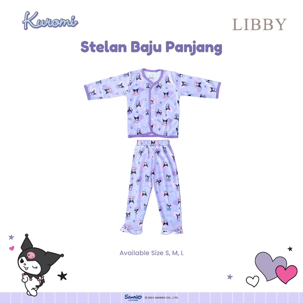 Jual Baju Bayi Setelan Piyama Kancing Newborn Bayi & Anak Kecil Perempuan LIBBY Sanrio Kuromi ...