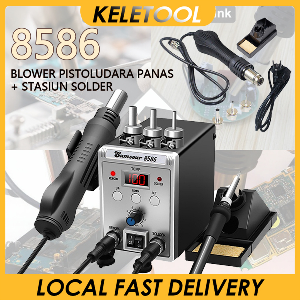 Jual 8586 700W 2 in 1 Stasiun Solder Digital Display SMD Ulang Hot Air ...