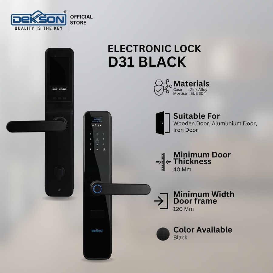 Jual Dekkson Smart Digital Lock Gagang Kunci Pintu Handle EL D31 BLACK ...