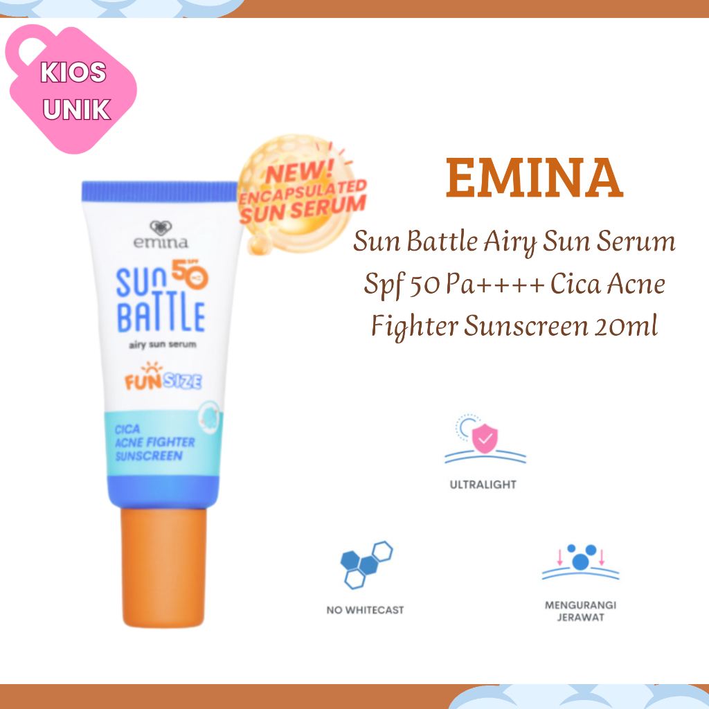Jual Emina Sun Battle Airy Sun Serum Spf 50 Pa++++ Cica Acne Fighter ...