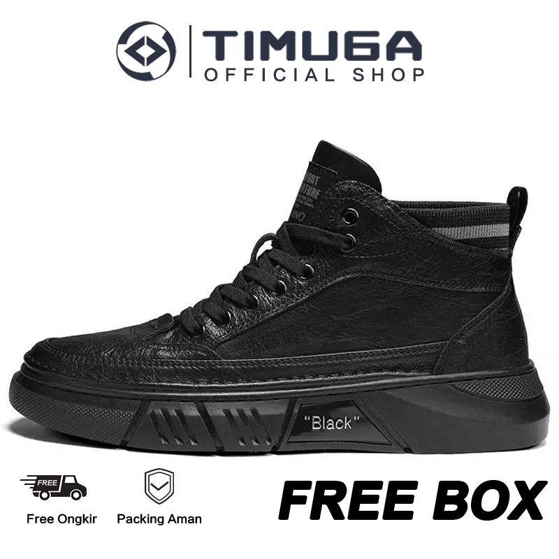 Jual TIMUGA Sepatu Pria Sneakers Boots Casual Hitam Outdoor Sepatu ...