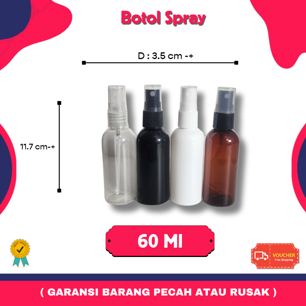Jual Botol Spray 60ml | Botol BR RF Pet Kosmetik Skincare 60 ml ...