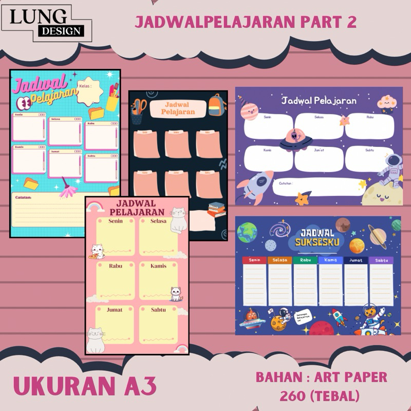 Jual (Part 2) JADWAL PELAJARAN AESTHETIC BEST SELLER - Poster sekolah ...