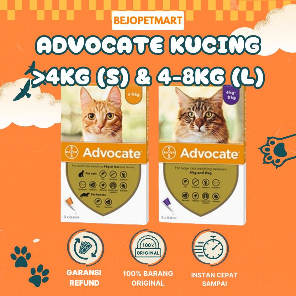 Jual ADVOCATE KUCING SMALL & LARGE - OBAT KUTU KUCING (1PC) 4KG & 4-8KG ...