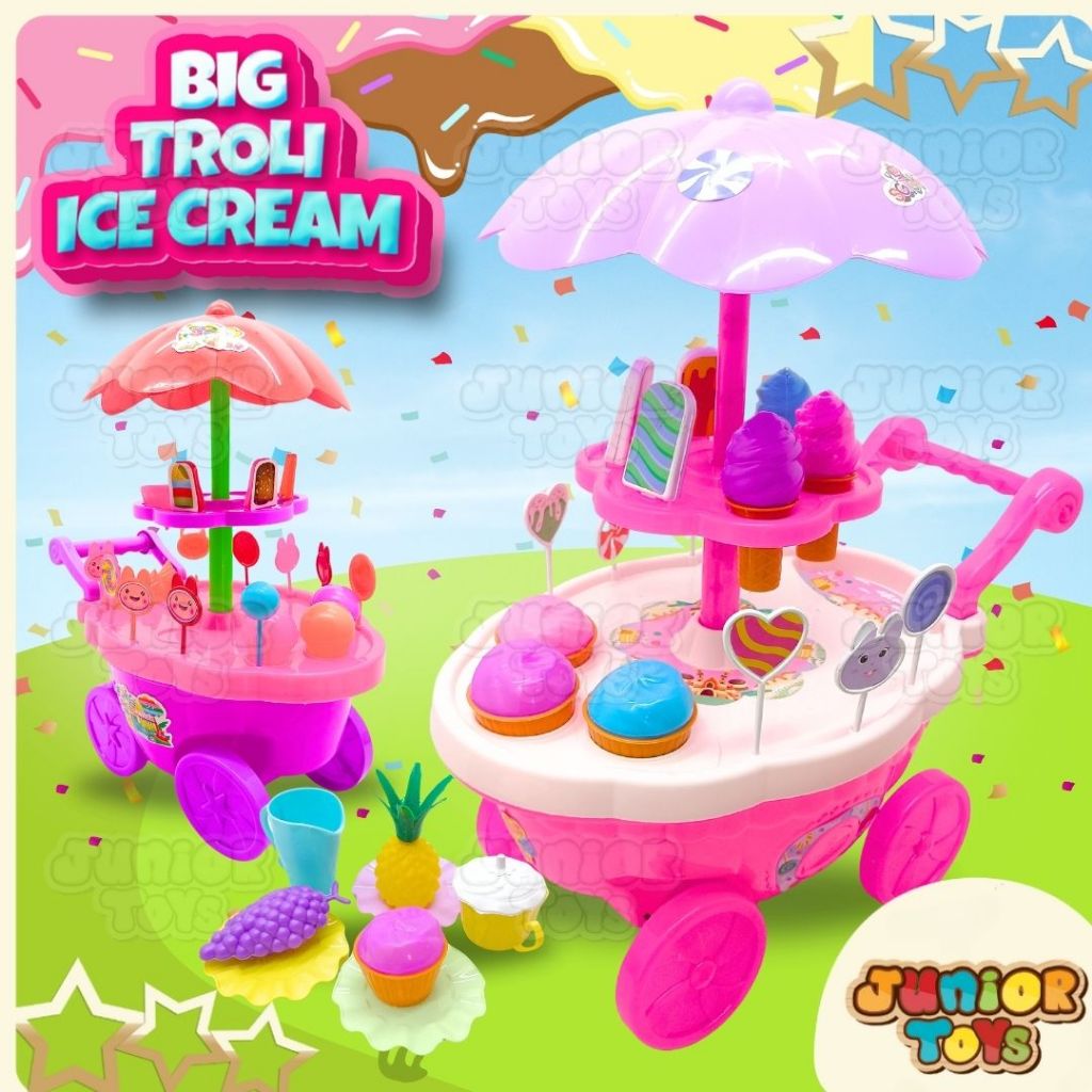 Jual Mainan Ice Cream Dorong Besar Gerobak Es Krim Troli Permainan Anak ...