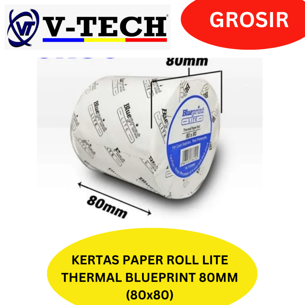 Jual KERTAS PAPER ROLL LITE THERMAL BLUEPRINT 80MM (80x80) | Shopee ...