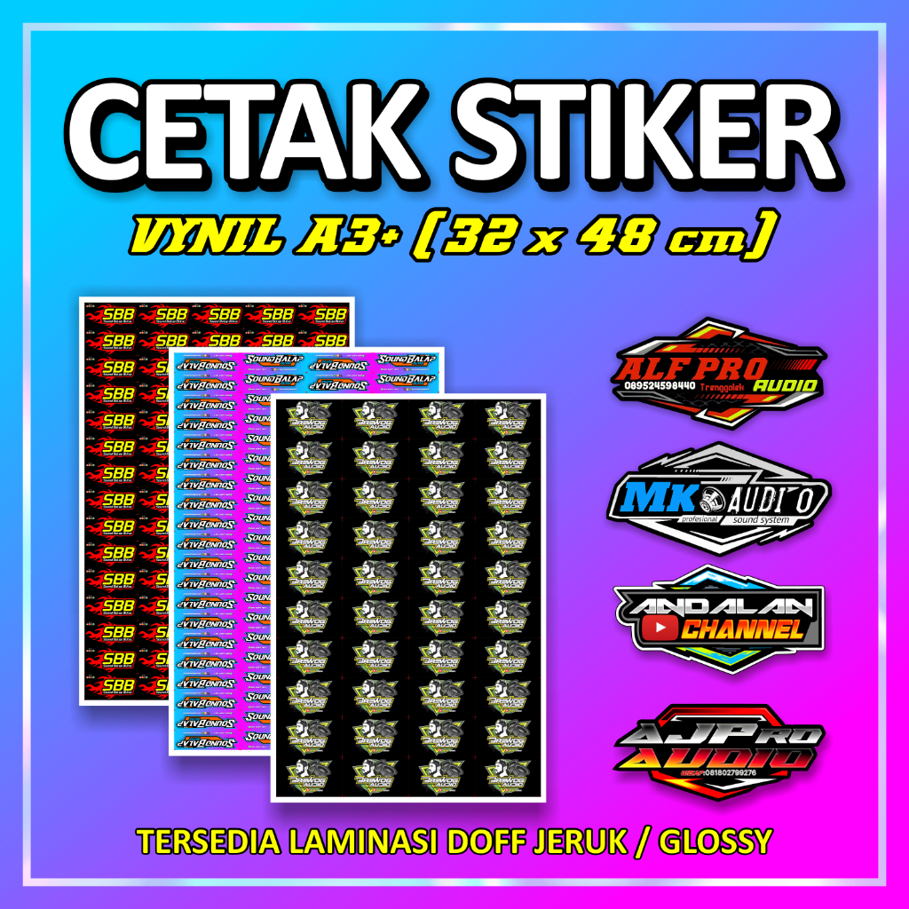 Jual CETAK STICKER DESAIN SENDIRI - Bahan Vynil PREMIUM Laminasi Anti ...
