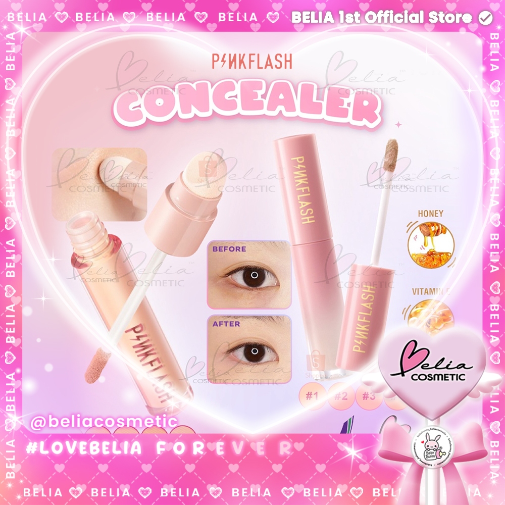 Jual BELIA PINKFLASH Lasting Matte Concealer | Pink Flash Liquid Concealer Tahan Air PF-F04 ...