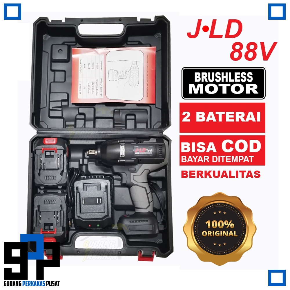Jual JLD IMPACT WRENCH 2 BATERAI CORDLESS TORSI BESAR 700 NM BUKA BAUT BRUSHLESS 1 & 2BATERAI ...