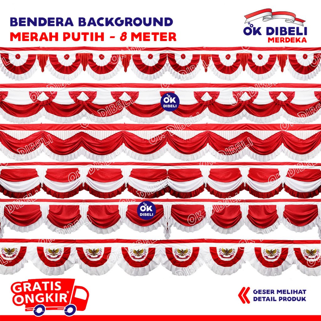 Jual OBRAL!!! Bendera Background Indonesia Bendera backdrop Merah Putih polos dan garuda ...