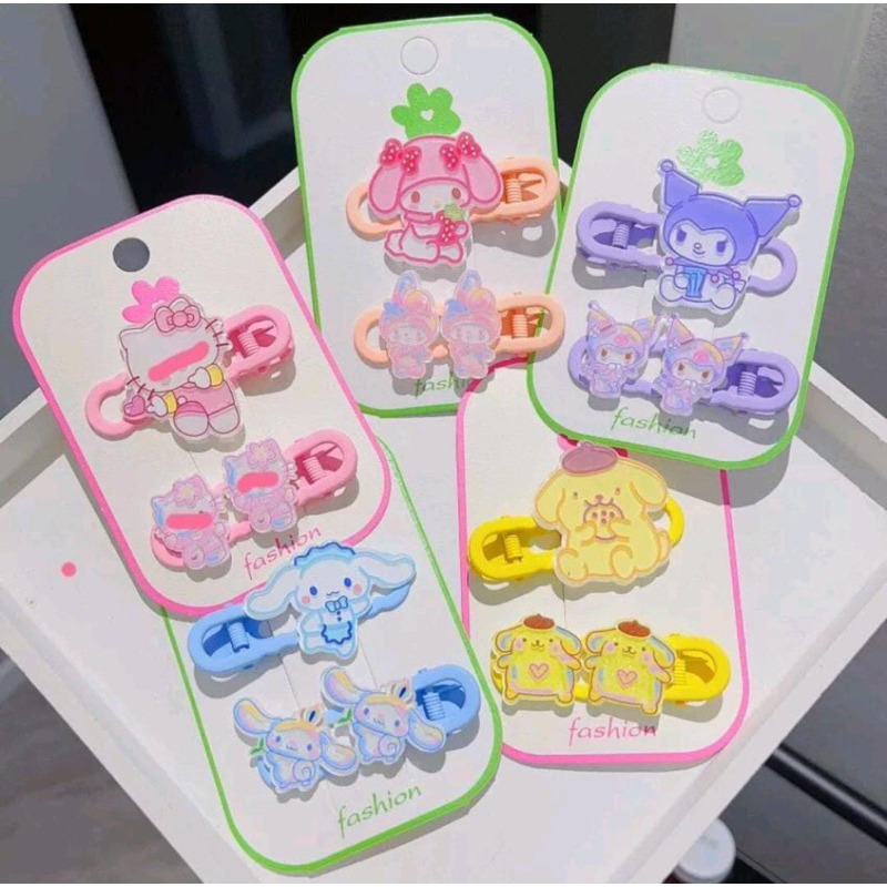 Jual Jepit sanrio set isi 3pcs jepet rambut karakter melody kuromi ...