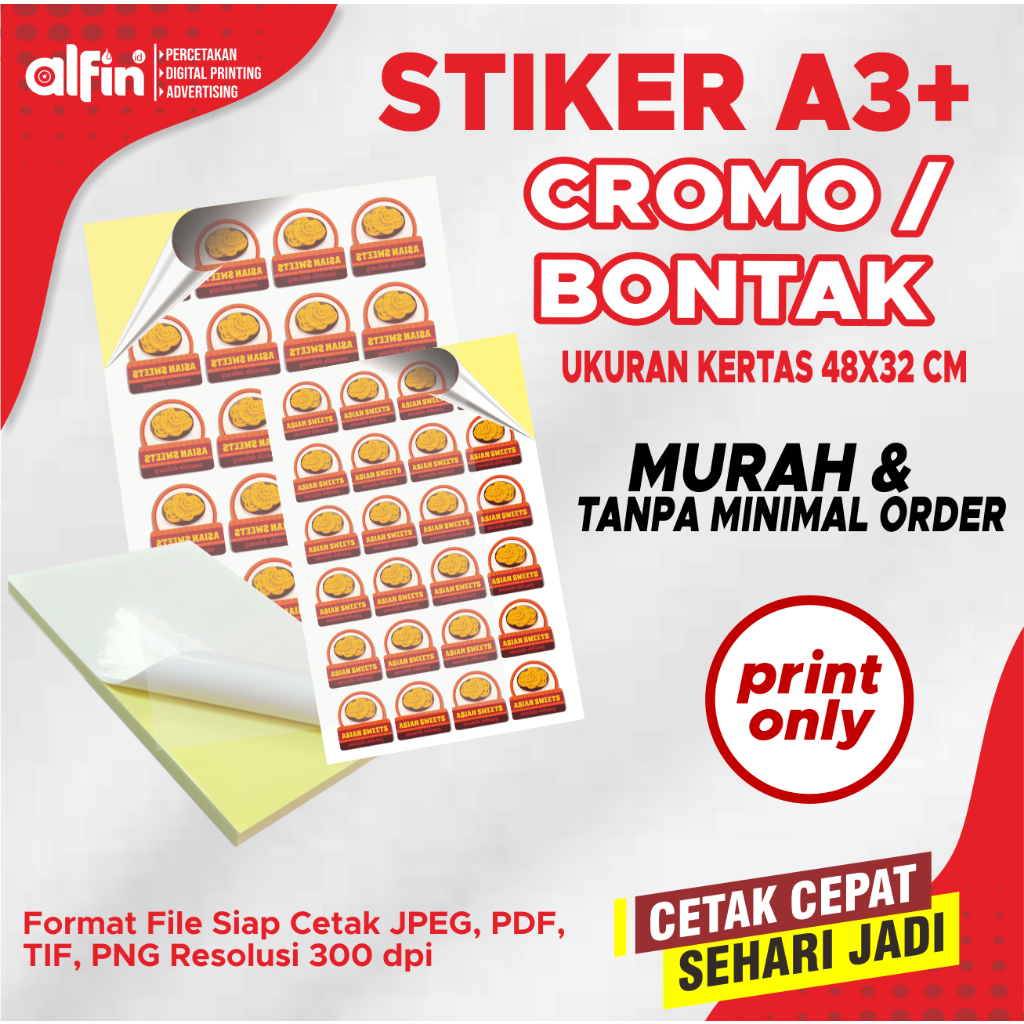 Jual [GROSIR] CETAK STIKER MURAH A3+ / PRINT A3+ STIKER CROMO print ...