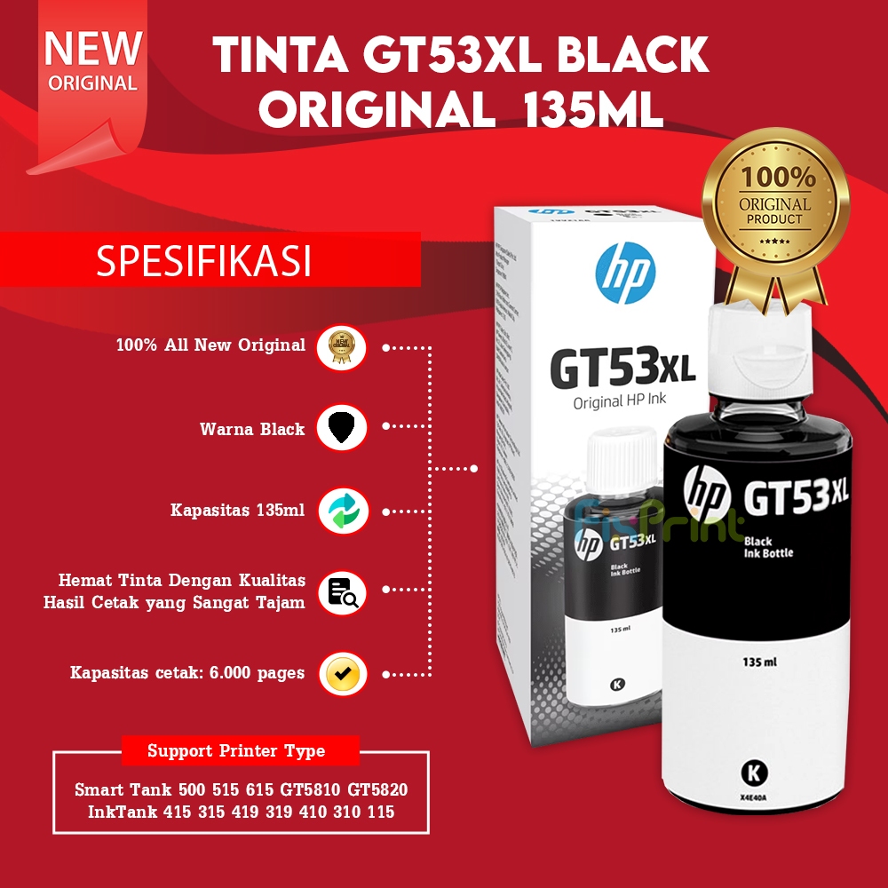 Jual Tinta Original HP GT53 GT52 GT51 GT 51 52 53 Refill ink Printer ...
