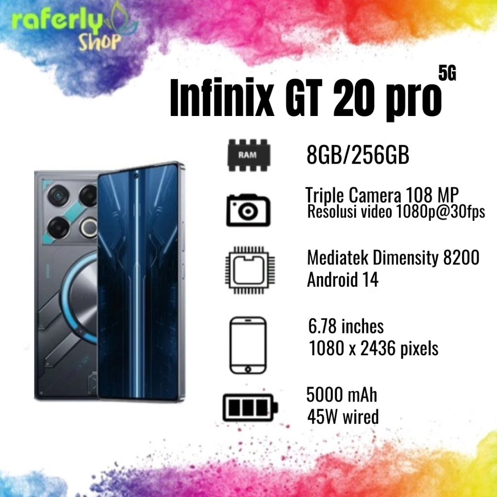 Jual Infinix GT 20 Pro 5G 12/256GB - Up to 24GB Extended RAM - Dimensity 8200 Ultimate - 6.78 ...