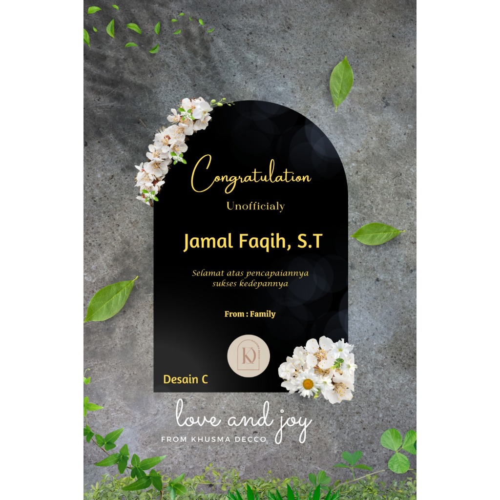 Jual Sticker Cutting Stiker Custom untuk Papan Bunga Akrilik Wisuda ...