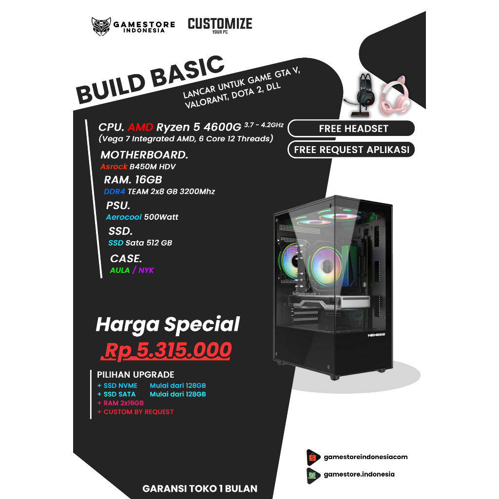 Jual RAKIT PC GAMING BUILD STARK 5JT | Shopee Indonesia