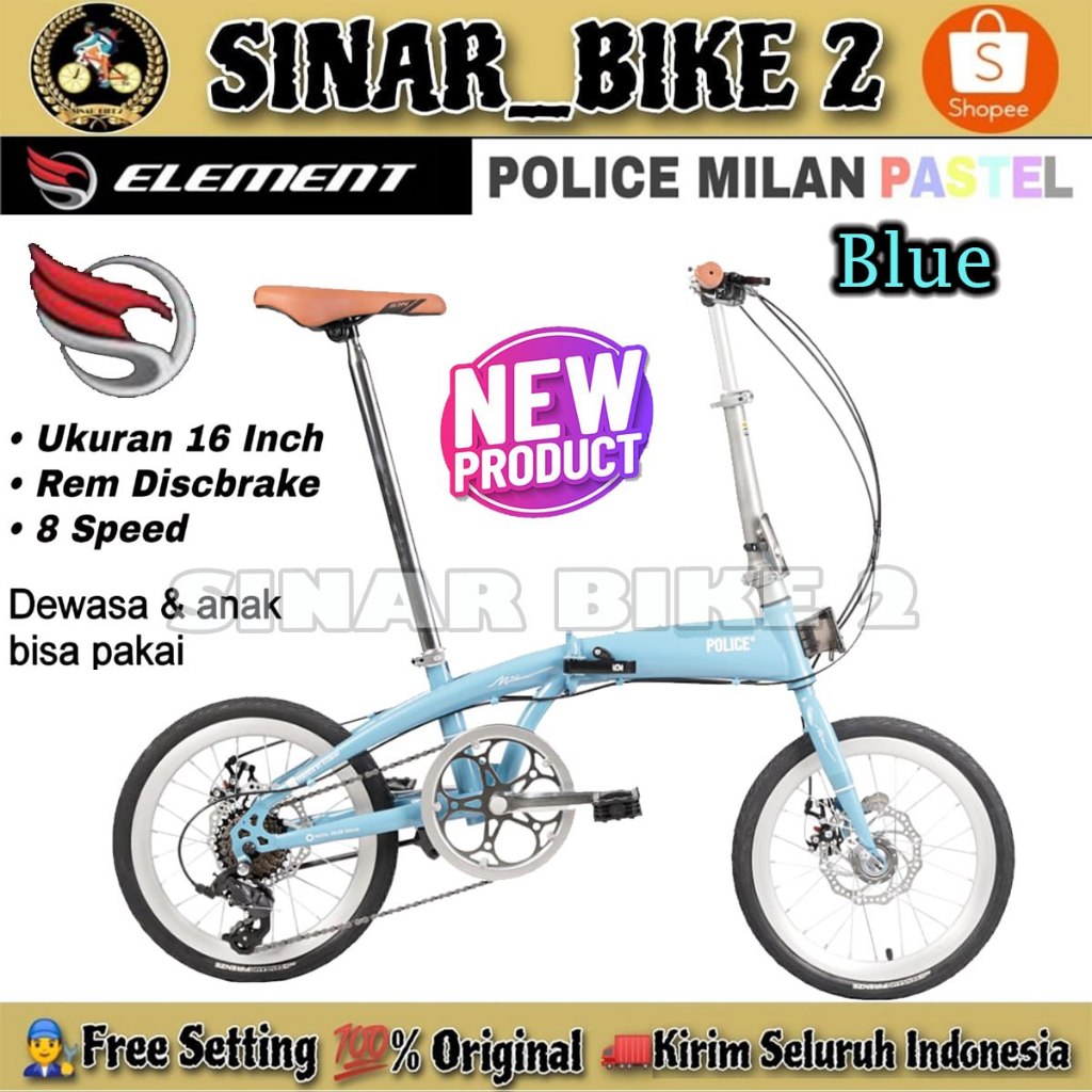 Jual Sepeda Lipat ELEMENT POLICE MILAN PASTEL Ukuran 16 Inch 8 Speed ...