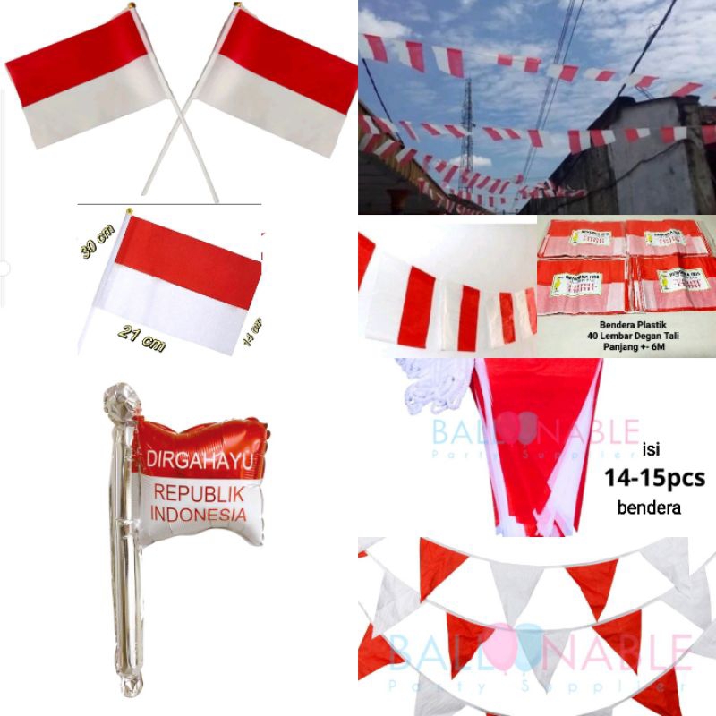 Jual KIANDAA Bendera stick merah putih plastik kain bendera pawai 17 ...